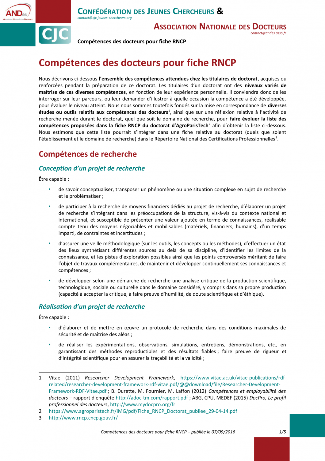 Publication d’une liste de compétences en vue d’une fiche nationale sur ...